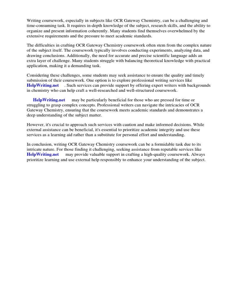 Ocr Gateway Chemistry Coursework | PDF | Websites | World Wide Web