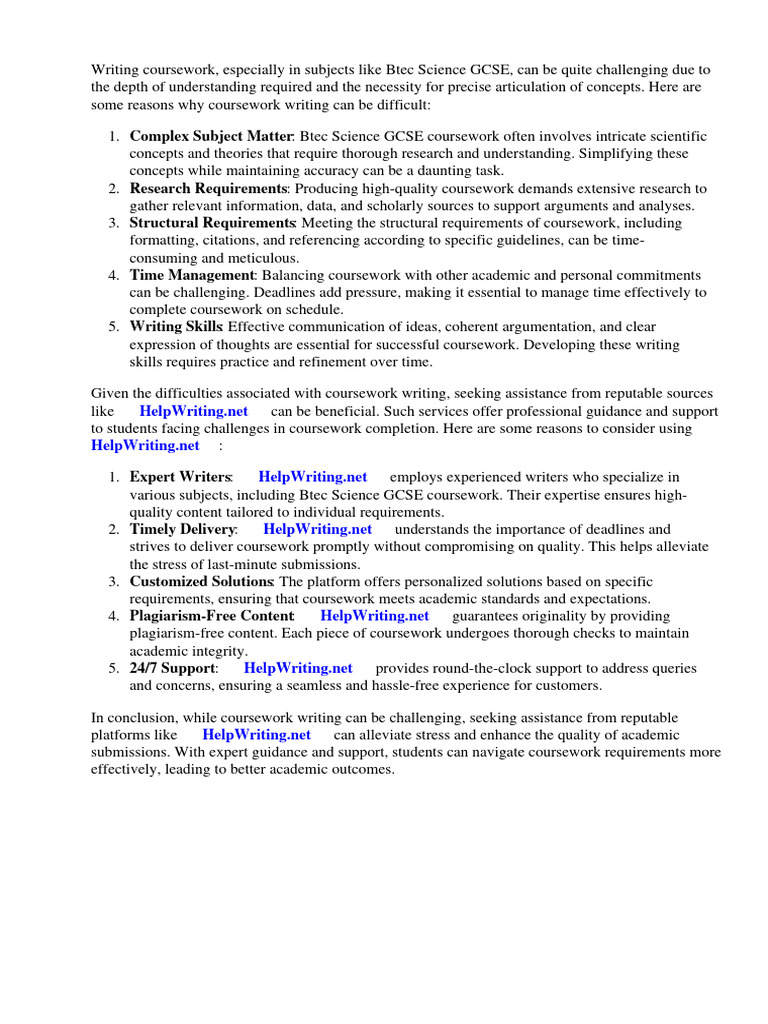 Btec Science Gcse Coursework | PDF | Science | Cognition