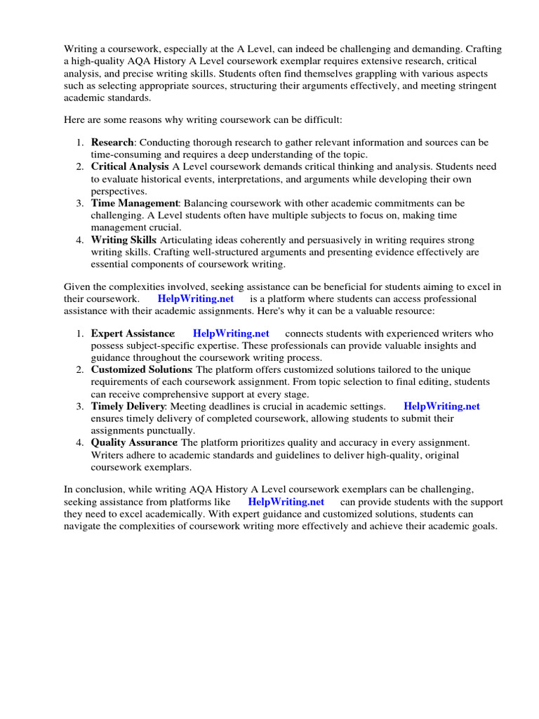 Aqa History A Level Coursework Exemplar | PDF | Critical Thinking | W ...