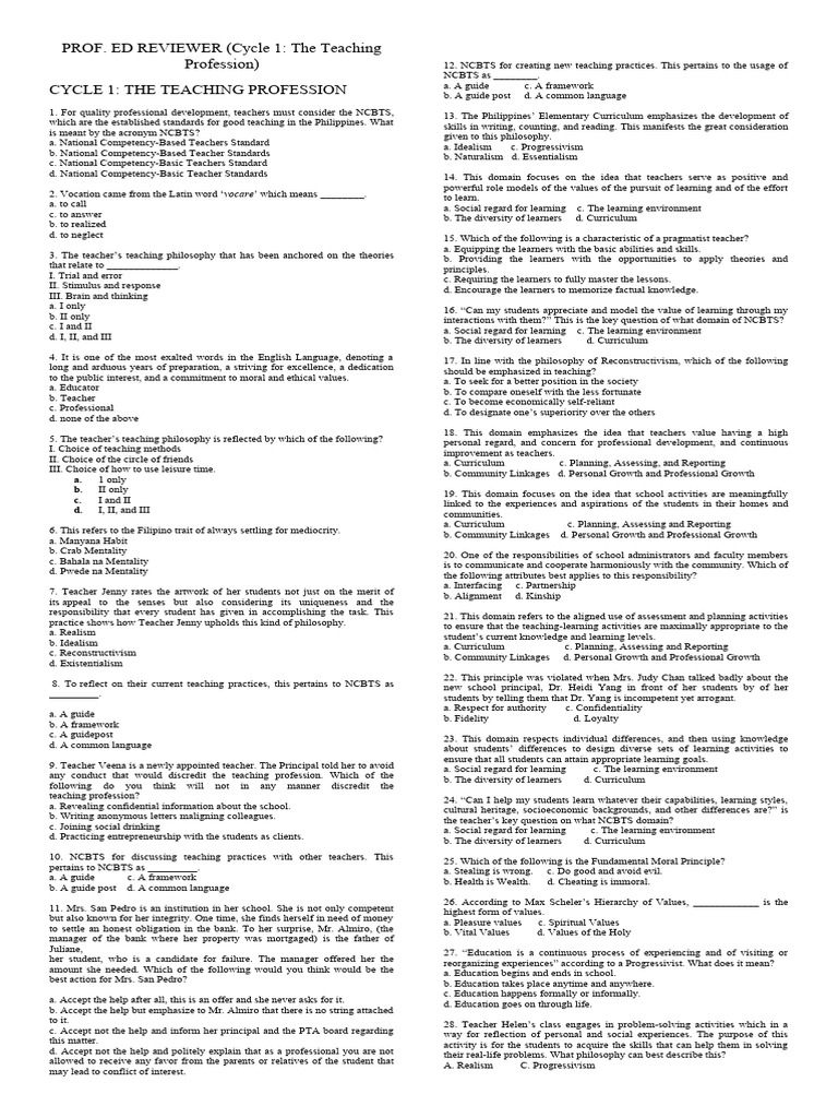 Cycle 1 Practice Test Pdf Teachers Learning