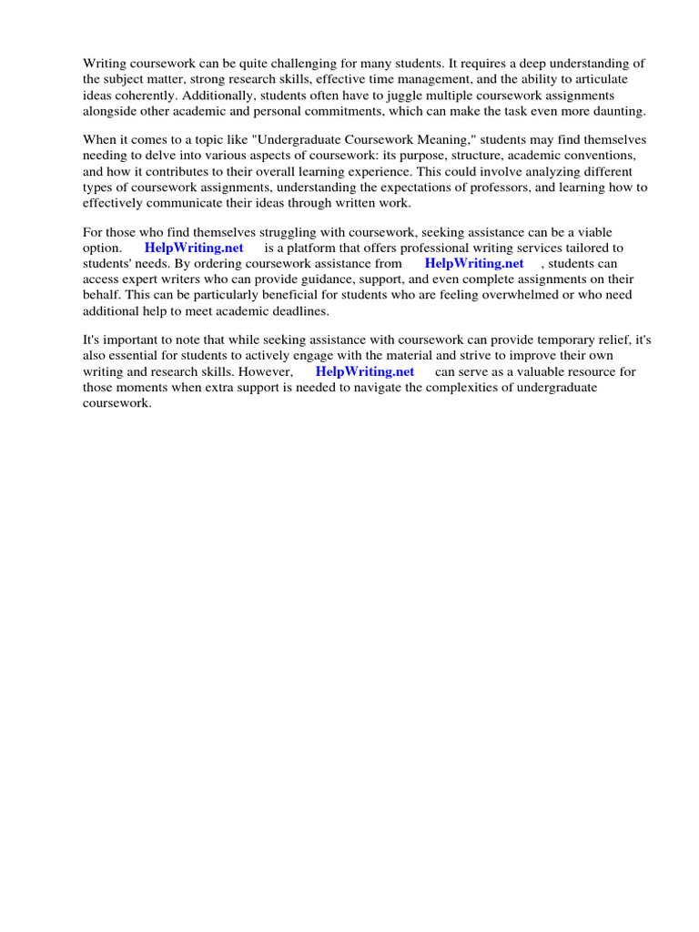 Undergraduate Coursework Meaning | PDF | Postgraduate Education ...