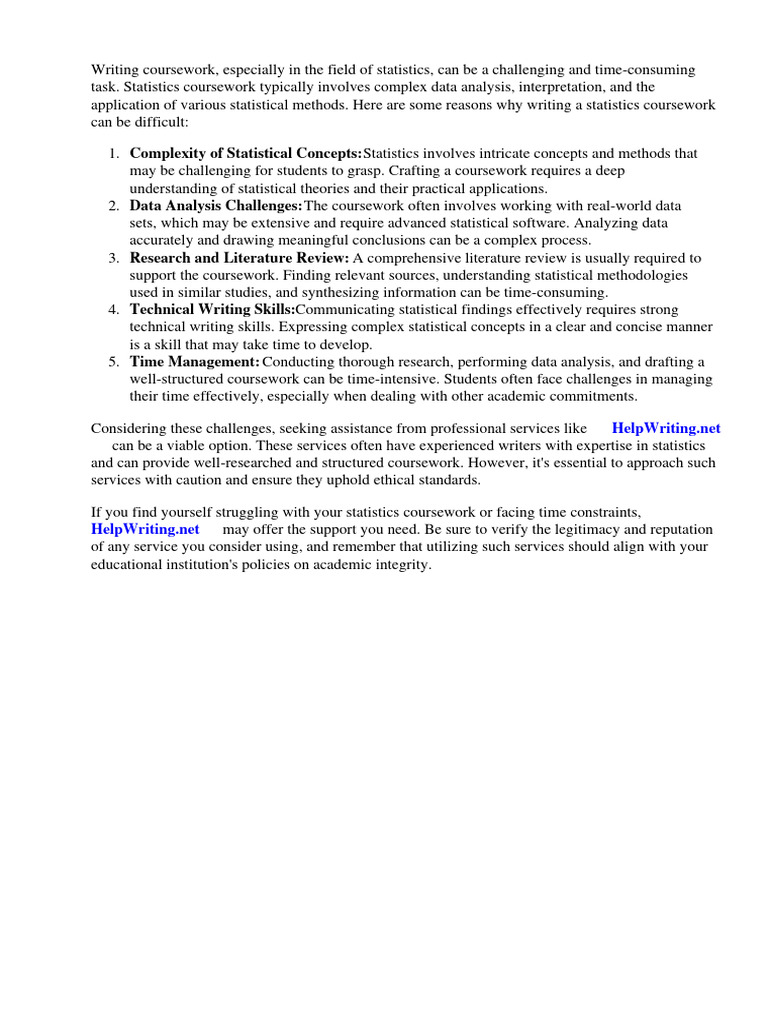 Statistics Coursework Structure Download Free Pdf Statistics Science