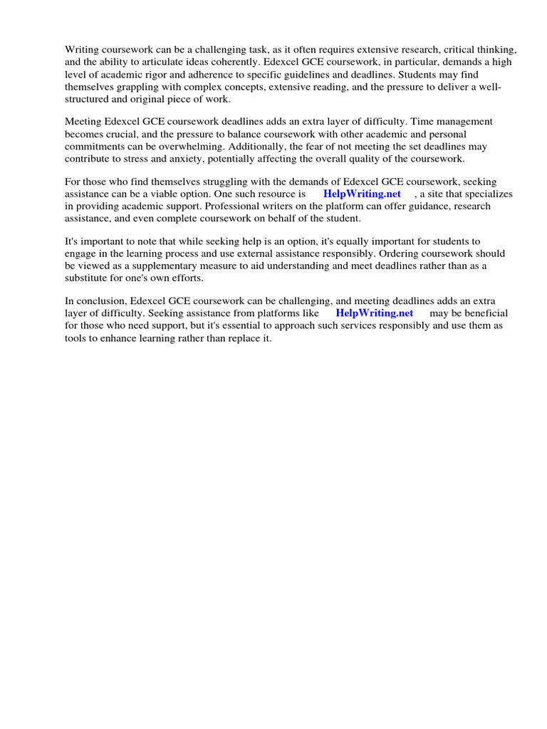 Edexcel Gce Coursework Deadlines | PDF | Gce Advanced Level (United ...