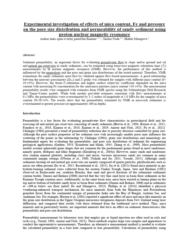 Mica Content Effects on Sediment Permeability | PDF | Porosity ...