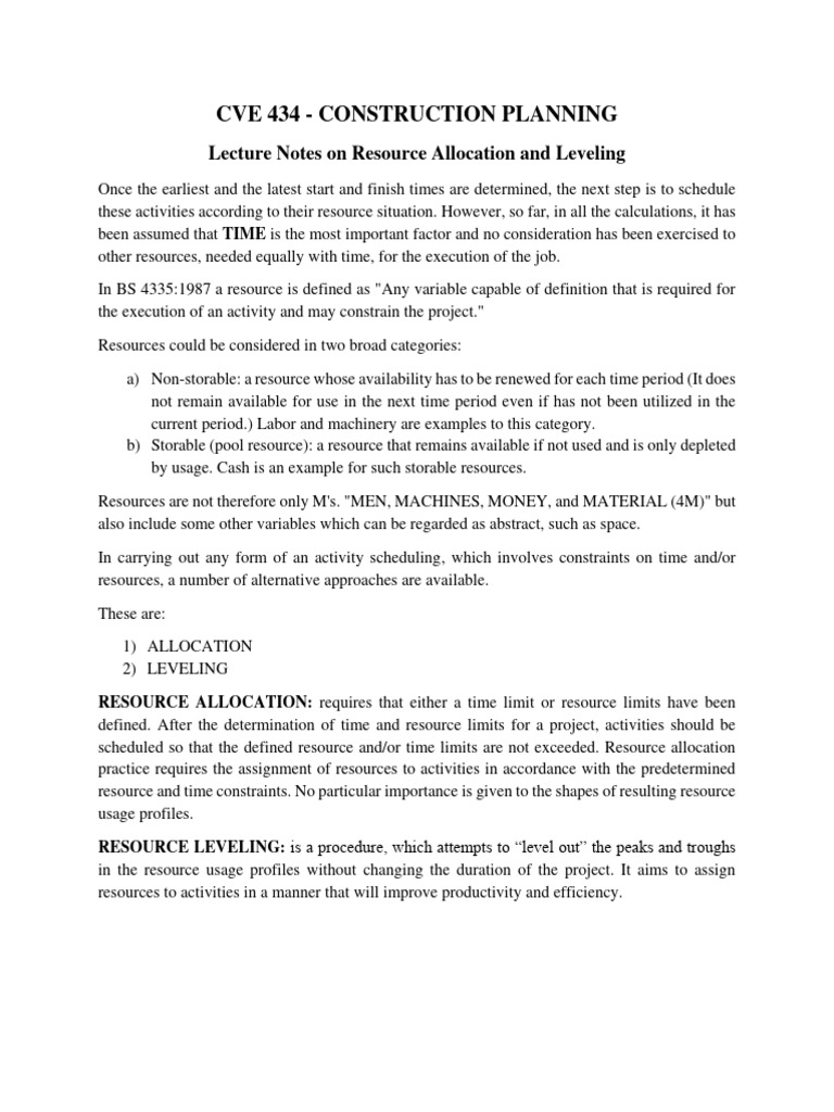 Lecture Notes-Resource Leveling | PDF | Applied Mathematics | Economies Lecture Notes-Resource Leveling | PDF | Applied Mathematics | Economies