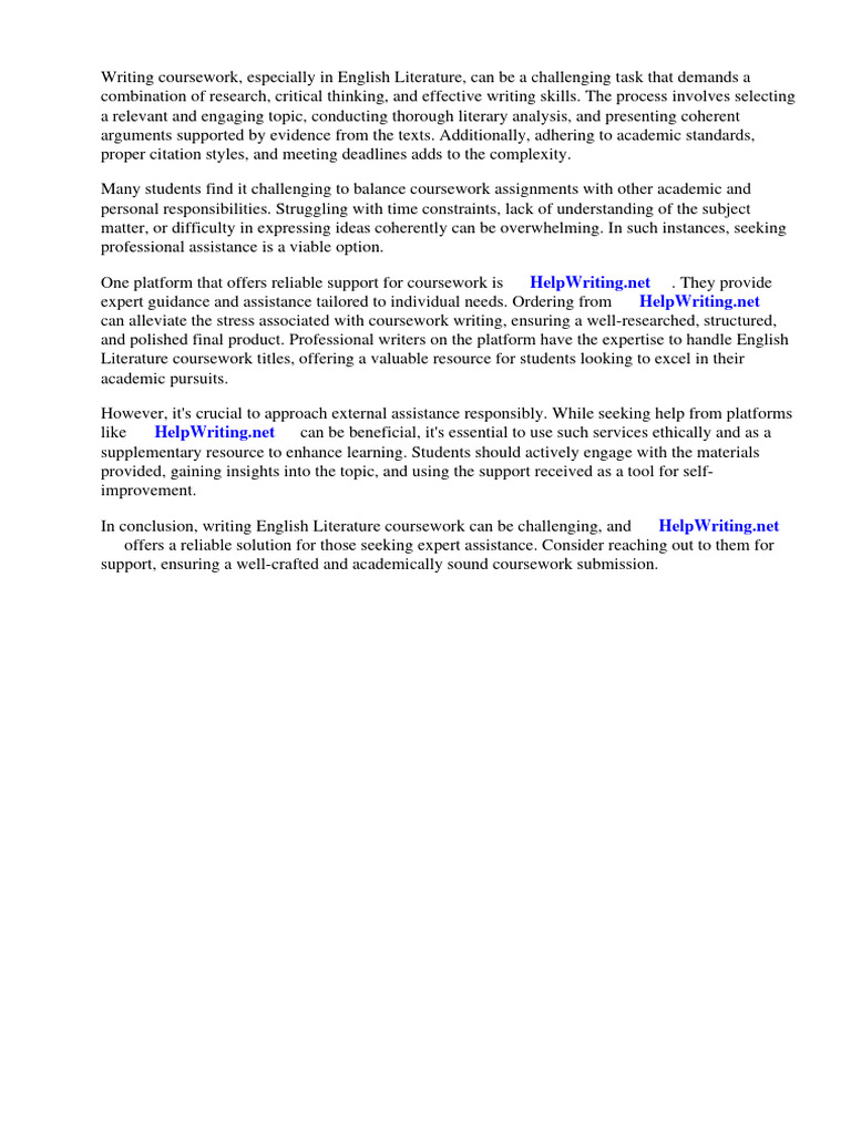 English Literature Coursework Titles | PDF | Expert