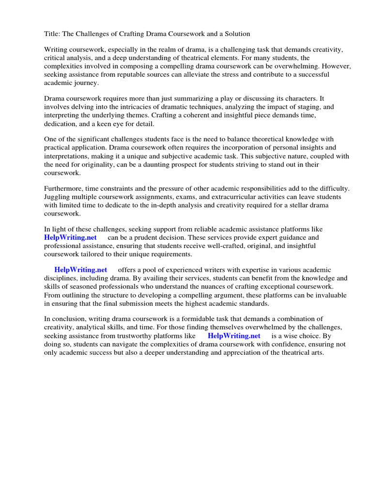 How To Do Drama Coursework | PDF | Creativity | Acting