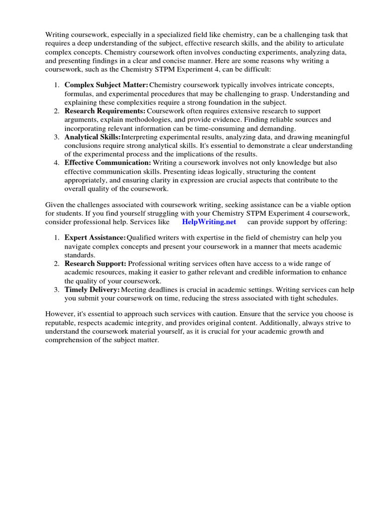 Chemistry Coursework STPM Experiment 4 | PDF | Expert | Experiment