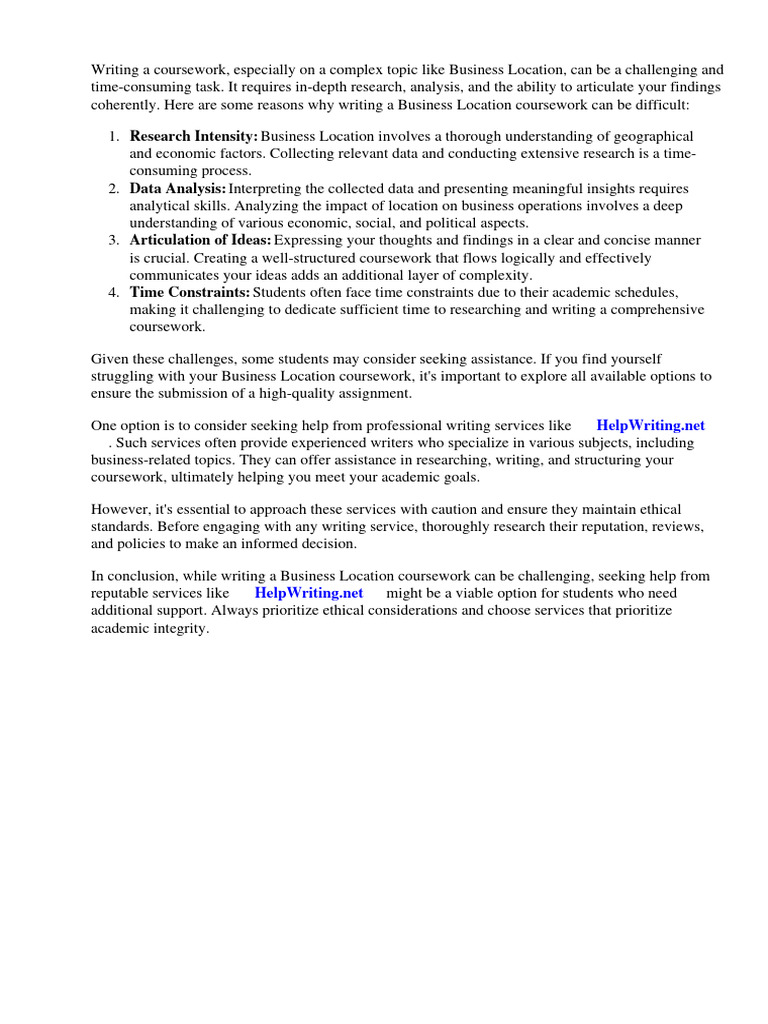 Business Location Coursework | PDF | Career & Growth | Business
