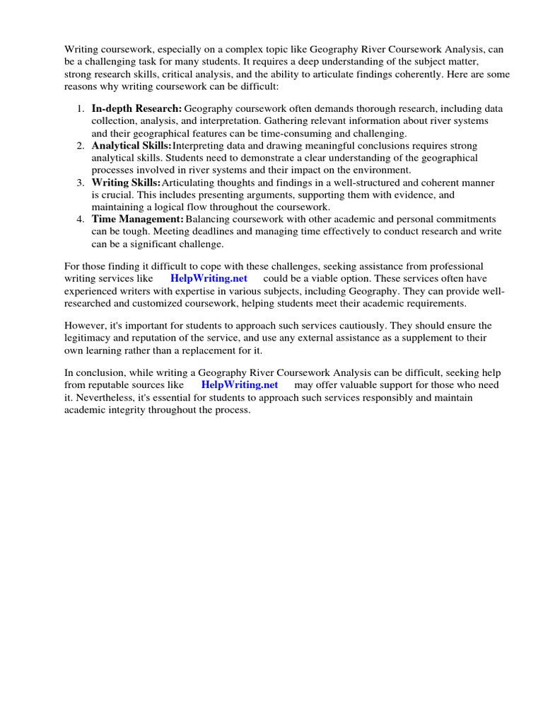 Geography River Coursework Analysis | PDF | River | Geography