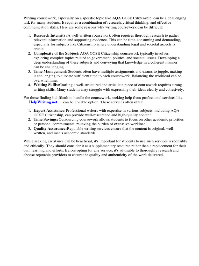 Aqa Gcse Citizenship Coursework | PDF | Facebook | Linked In