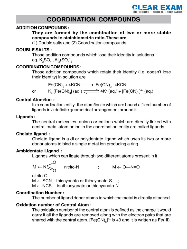 Coordination Compounds | PDF