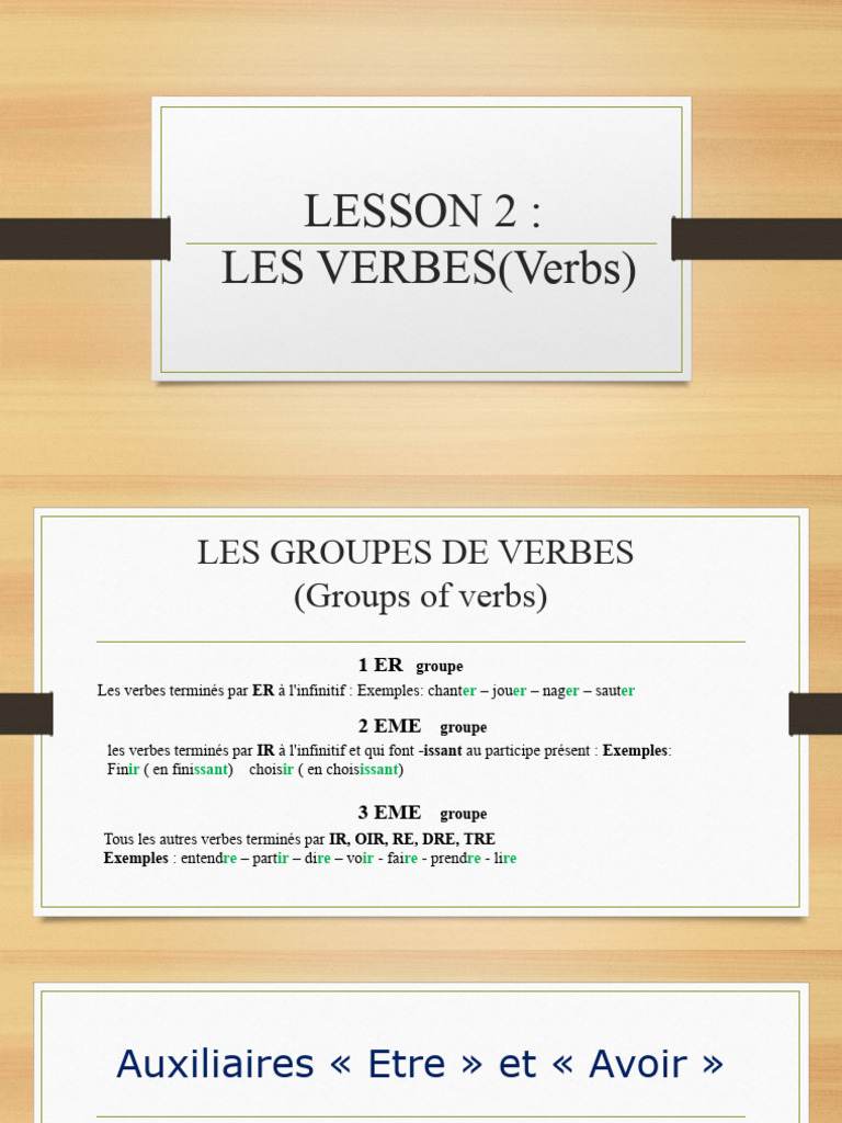 Lesson 2. Les Verbes | PDF | Verbe | Conjugaison
