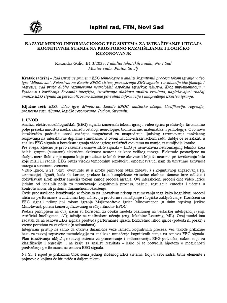 Razvoj Merno-Informacionog EEG Sistema Za Istraživanje Uticaja ...