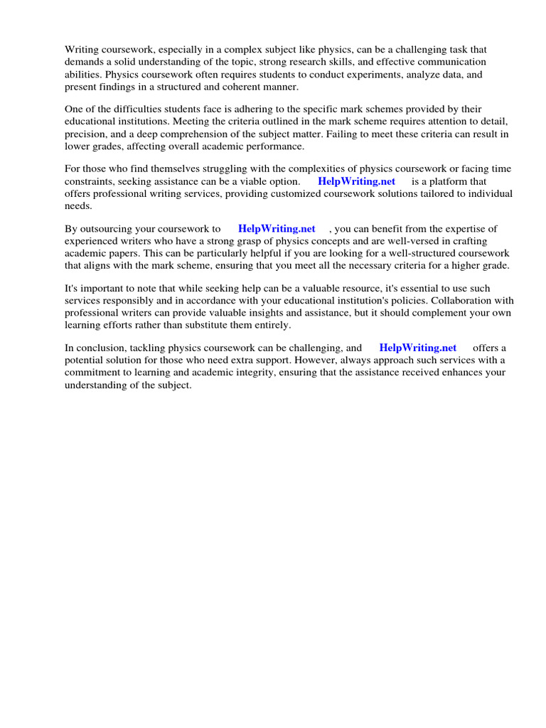 Physics Coursework Writing Assistance | PDF | Thesis | Optical Character Recognition