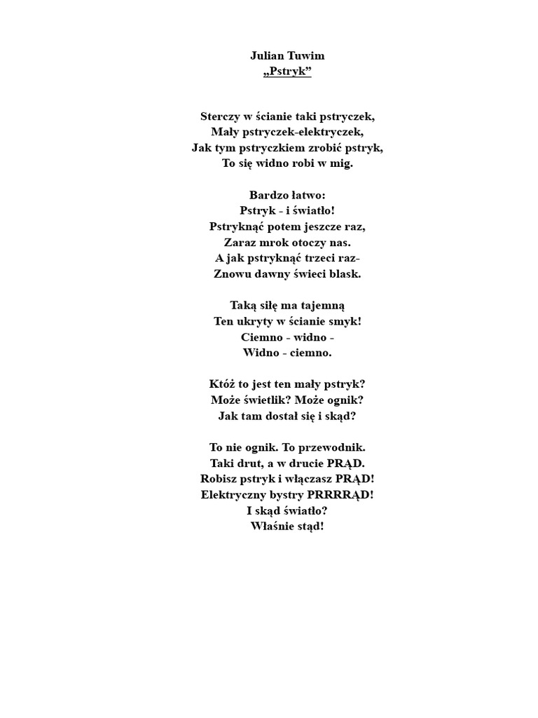 J. Tuwim Pstryczek | PDF