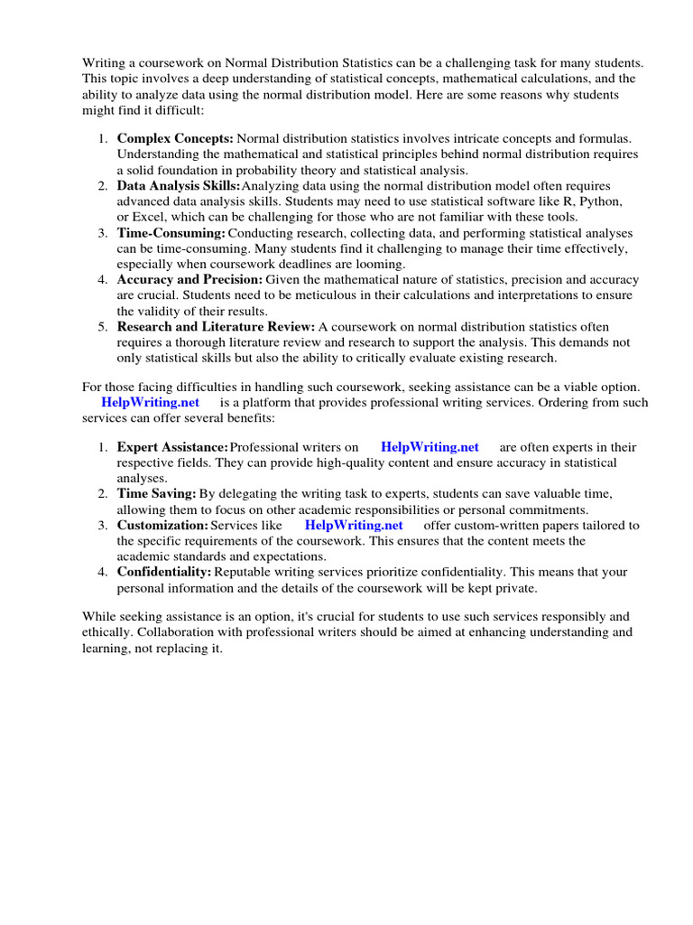 Normal Distribution Statistics Coursework Download Free Pdf Normal