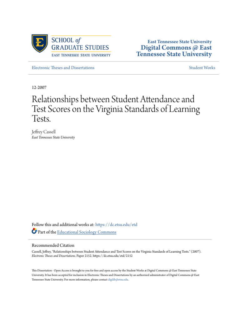 Relationships Between Student Attendance and Test Scores On The V | PDF ...