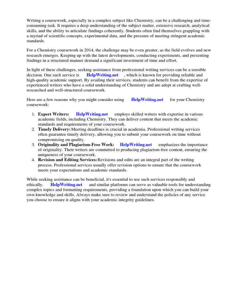 Chemistry Coursework Help for Students | PDF | Enthalpy | Temperature