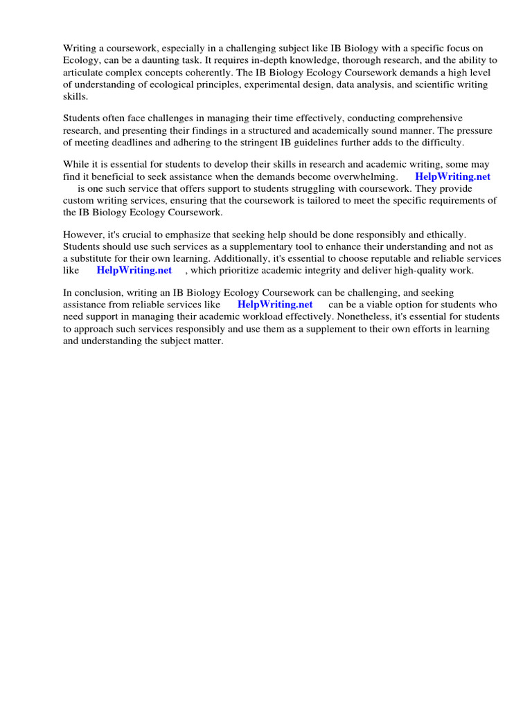 Ib Biology Ecology Coursework | PDF | Ecosystem | Systems Ecology