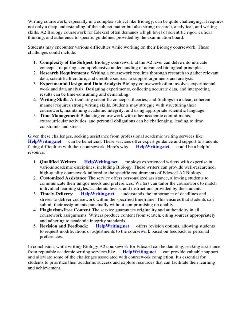 Examples of Biology A2 Coursework Edexcel | PDF | Expert | Data