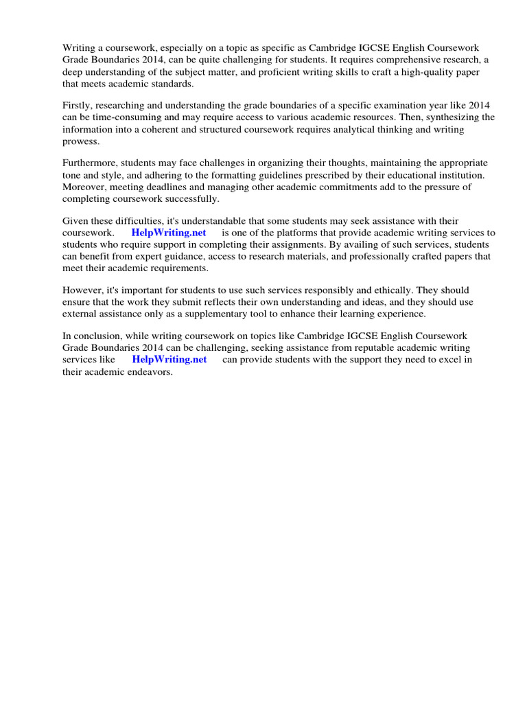 Cambridge Igcse English Coursework Grade Boundaries 2014 | PDF ... Cambridge Igcse English Coursework Grade Boundaries 2014 | PDF ...