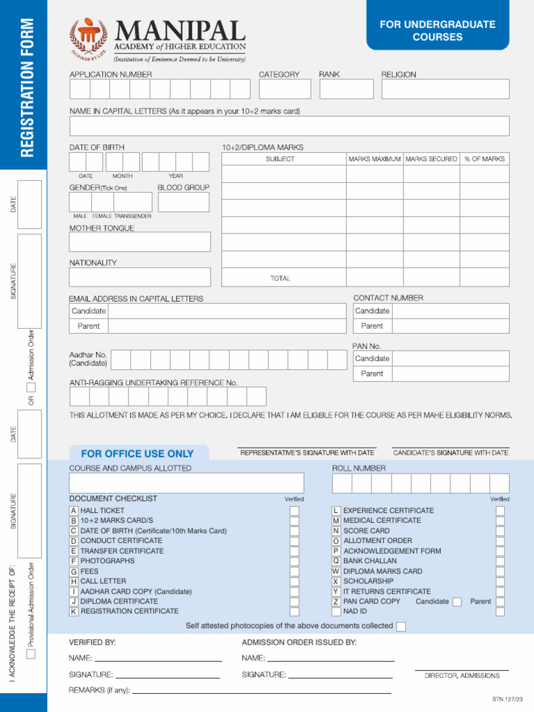 MAHE Registration UG 2023 | PDF