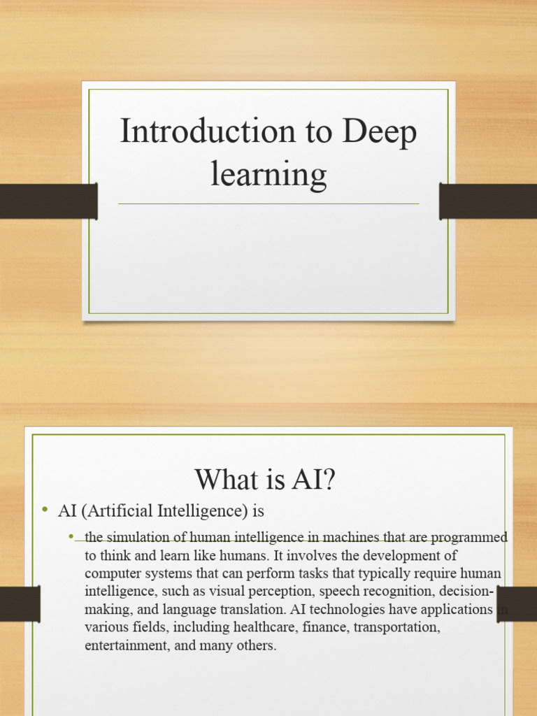 Deep Learning Part 1 | PDF | Deep Learning | Machine Learning Deep Learning Part 1 | PDF | Deep Learning | Machine Learning