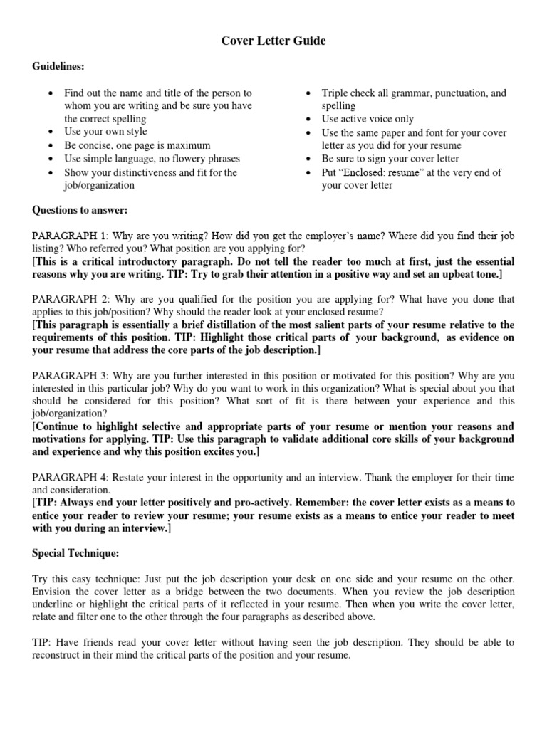 Cover Letter Format - Guide | PDF | Résumé | Written Communication