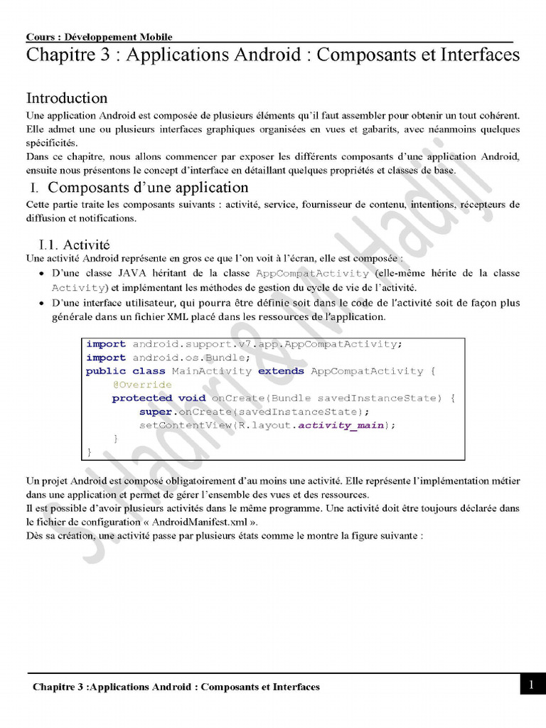 Chapitre 3 Applications Android Composants Et Interfaces | PDF