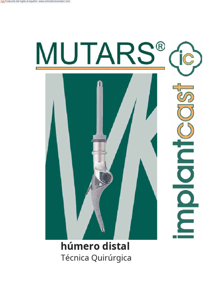 MUTARS R Distal Humerus ST 01.en - Es | PDF | Alergia | Cirugía