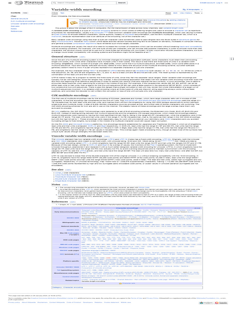 Variable-Width Encoding - Wikipedia | PDF | Character Encoding | Encodings Variable-Width Encoding - Wikipedia | PDF | Character Encoding | Encodings