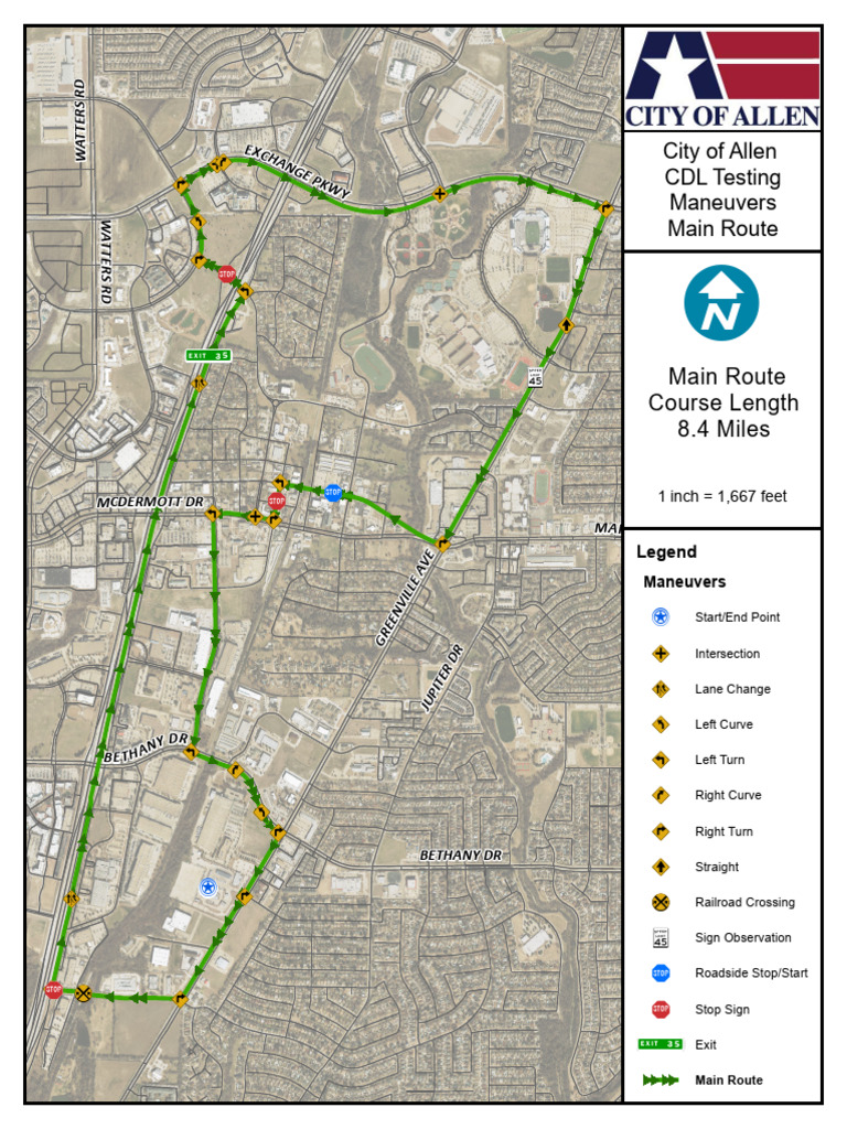 CDL Testing Map - Main Route | PDF