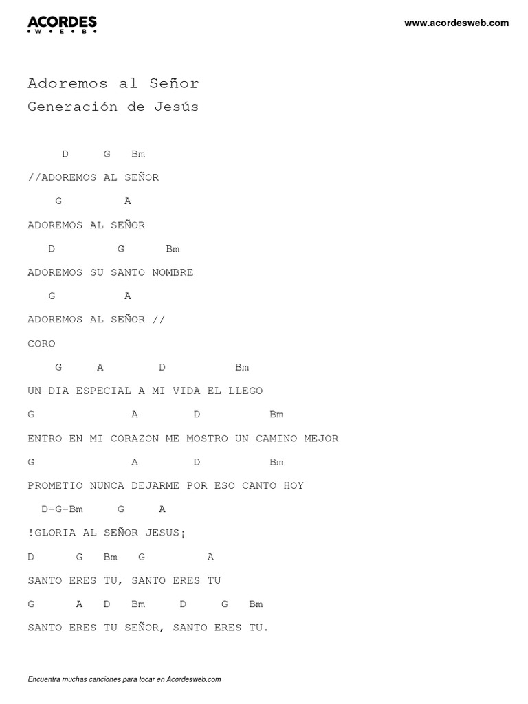 Acordes de "Adoremos al Señor" | PDF