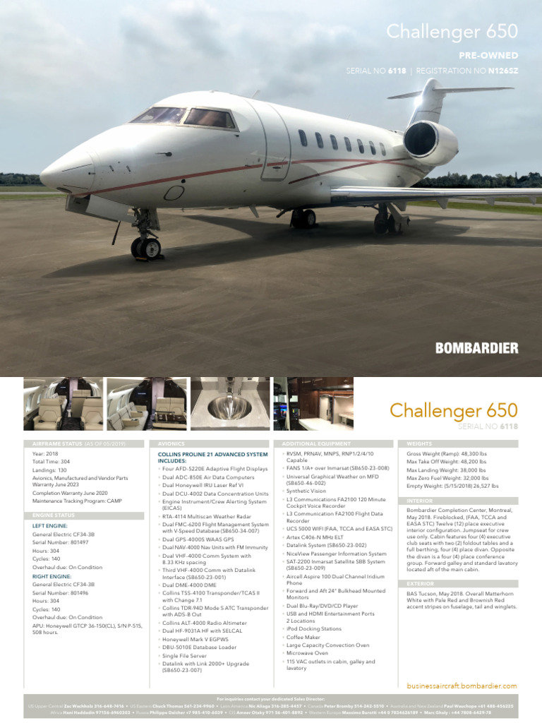 Challenger 650 Specifications Overview | PDF | Avionics | Aviation