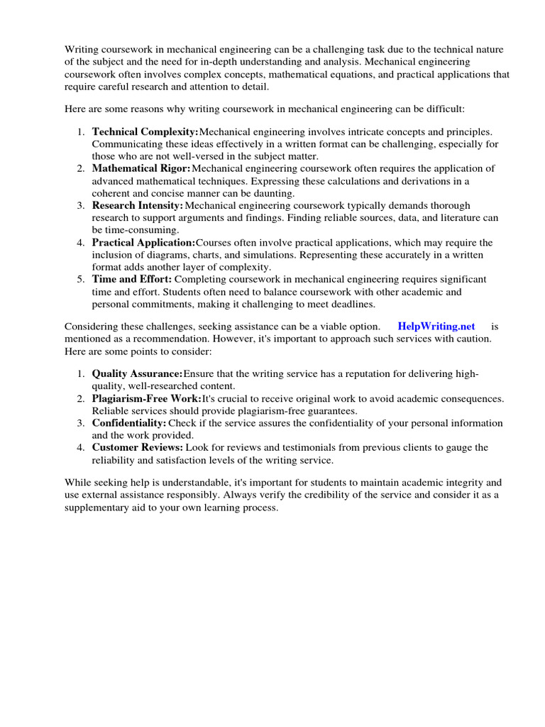 Relevant Coursework For Mechanical Engineering | PDF | Mechanical ...