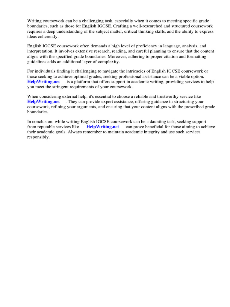 English Igcse Coursework Grade Boundaries Download Free Pdf