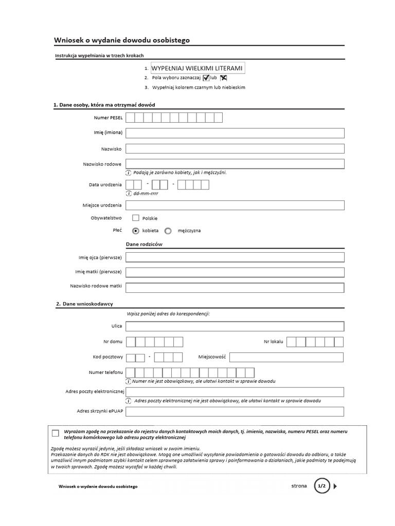 Wniosek o Wydanie Dowodu Osobistego-2 | PDF