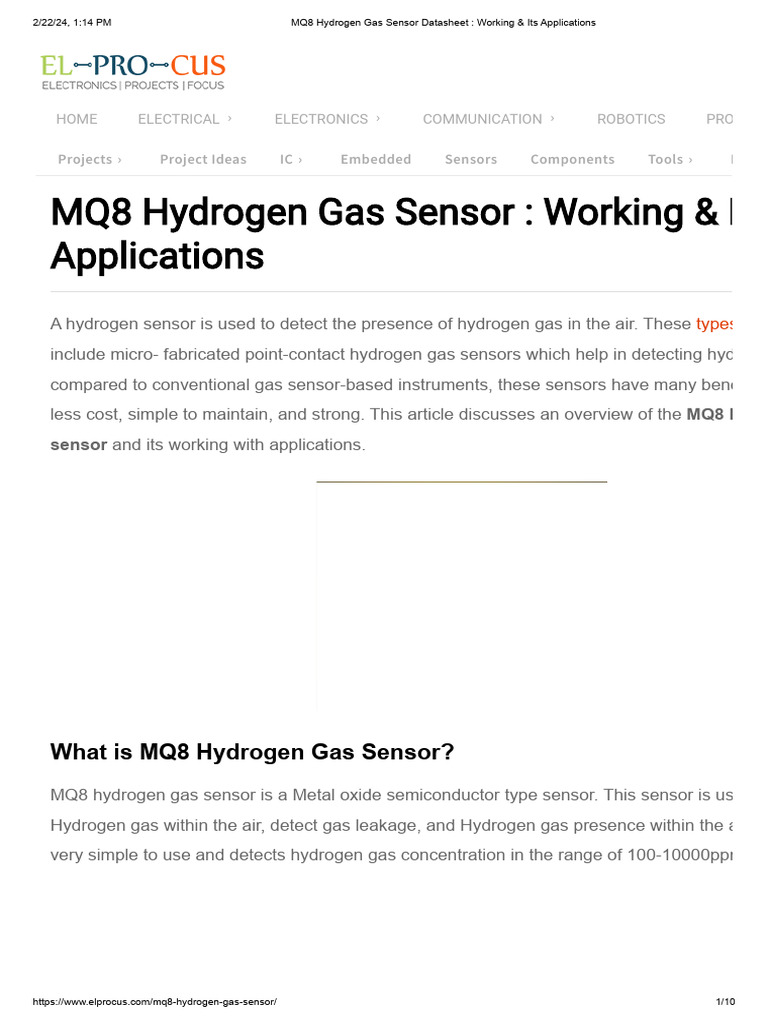 MQ8 Hydrogen Gas Sensor Overview | PDF | Sensor | Arduino