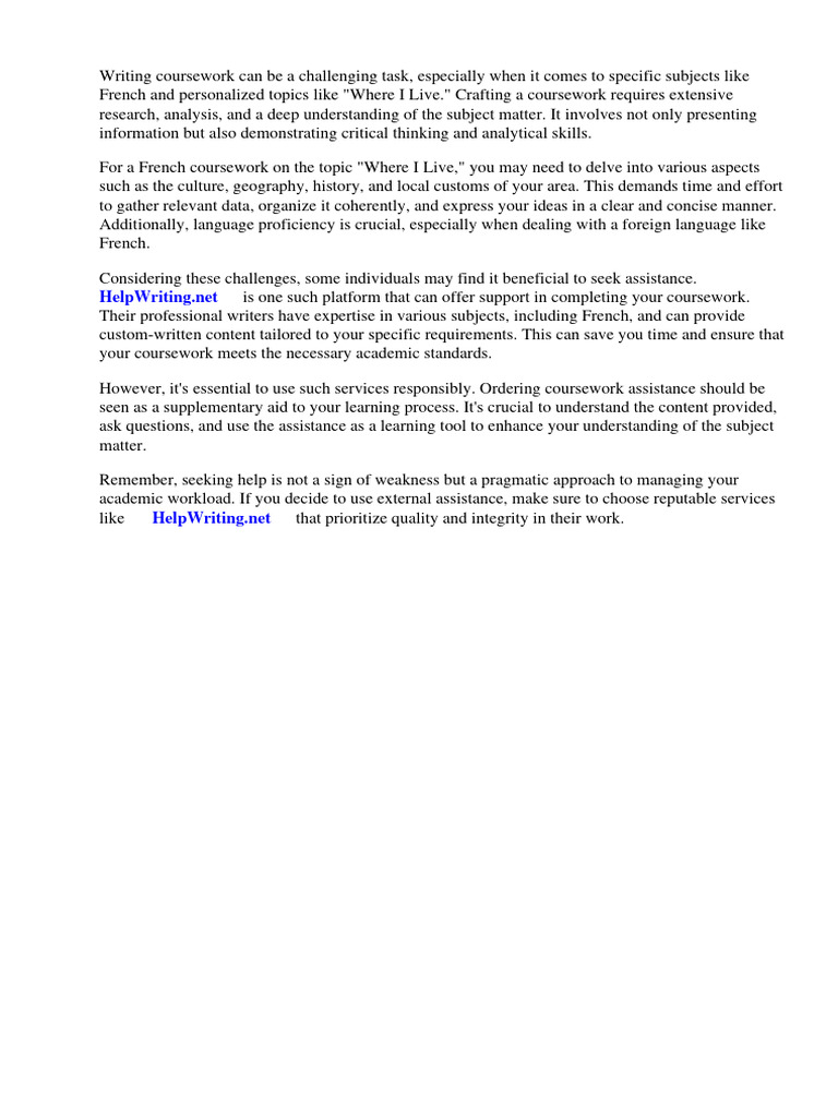 French Coursework Where I Live | PDF | Microsoft Power Point | Facebook