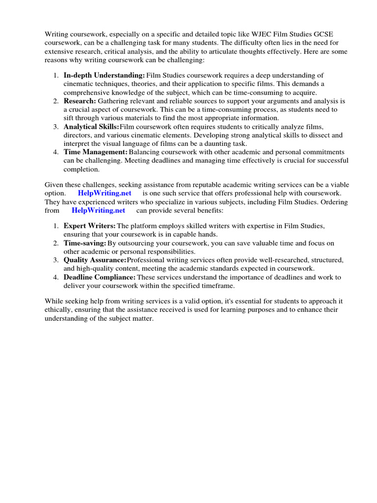 Wjec Film Studies Gcse Coursework Examples | PDF | Data Analysis | Critical Thinking