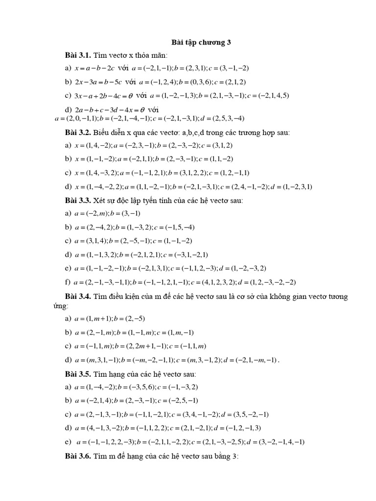 3. Bài Tập Chương 3 - KGVT | PDF