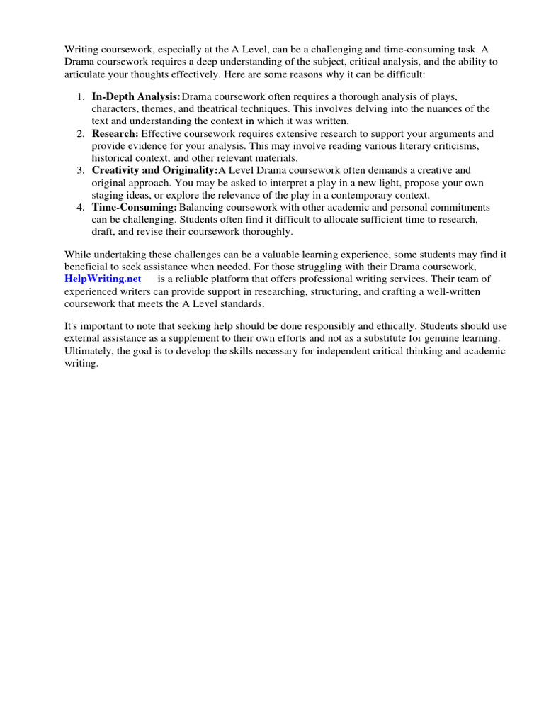 Drama Coursework A Level | PDF | Critical Thinking | Thought