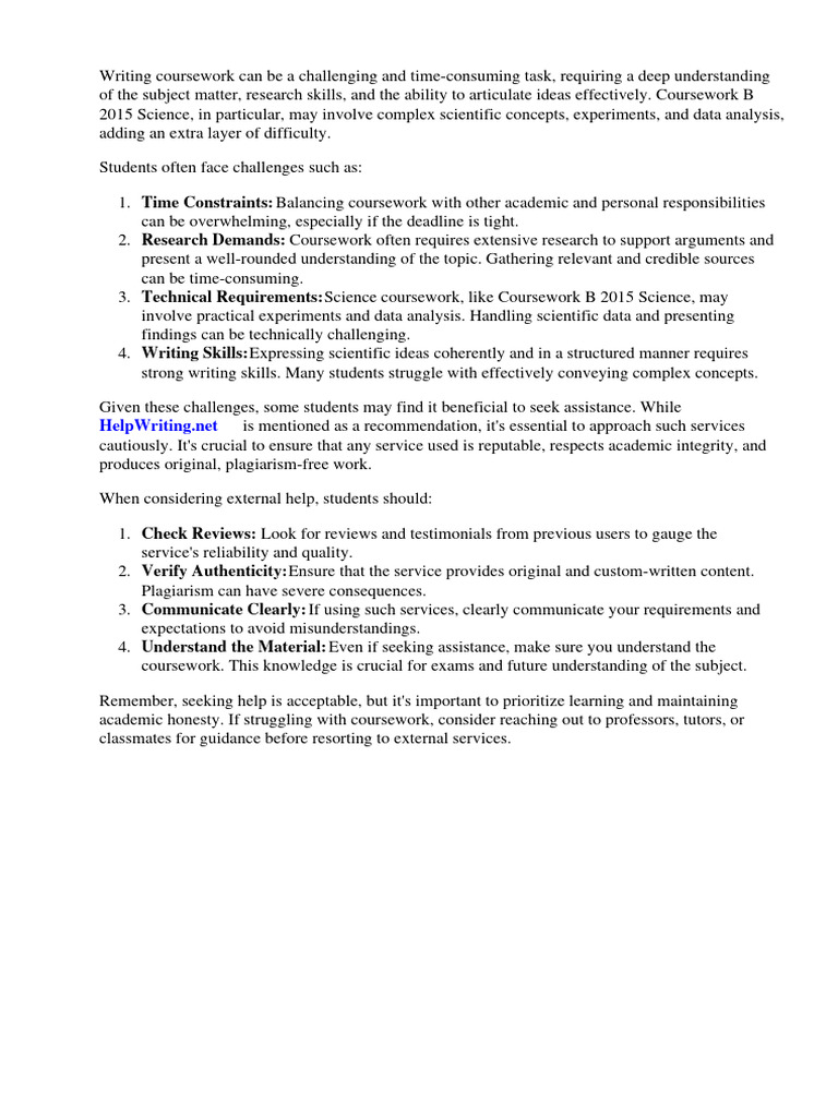 Coursework B 2015 Science | PDF | Science | Data