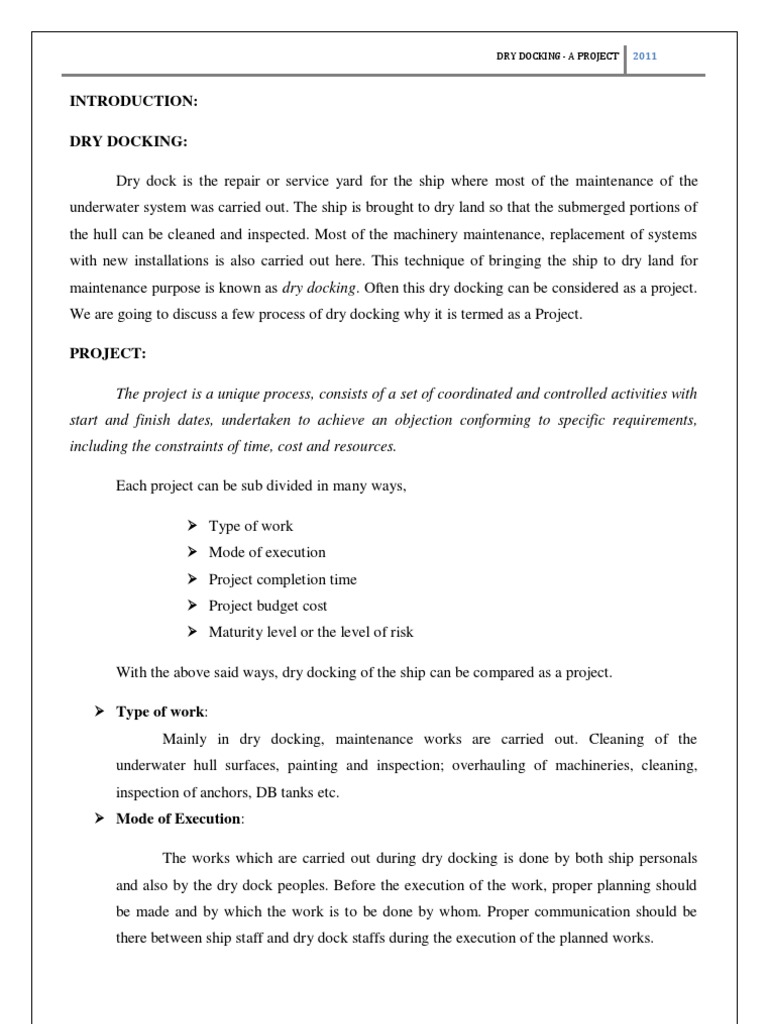 Dry Docking a Project | Ships | Water Transport