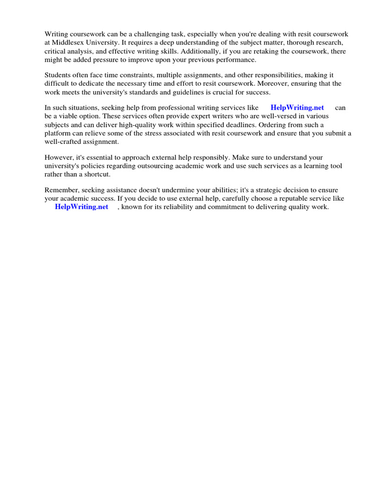 Resit Coursework Support at Middlesex | PDF | Career & Growth