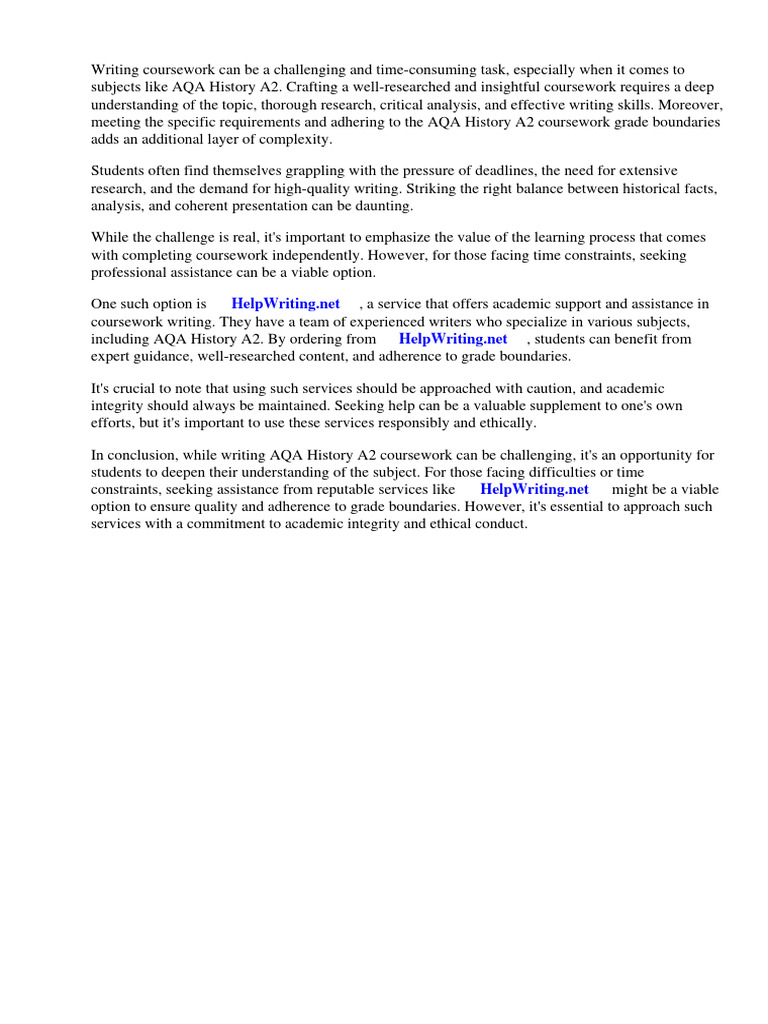 Aqa History A2 Coursework Grade Boundaries | PDF | Gce Advanced Level ... Aqa History A2 Coursework Grade Boundaries | PDF | Gce Advanced Level ...