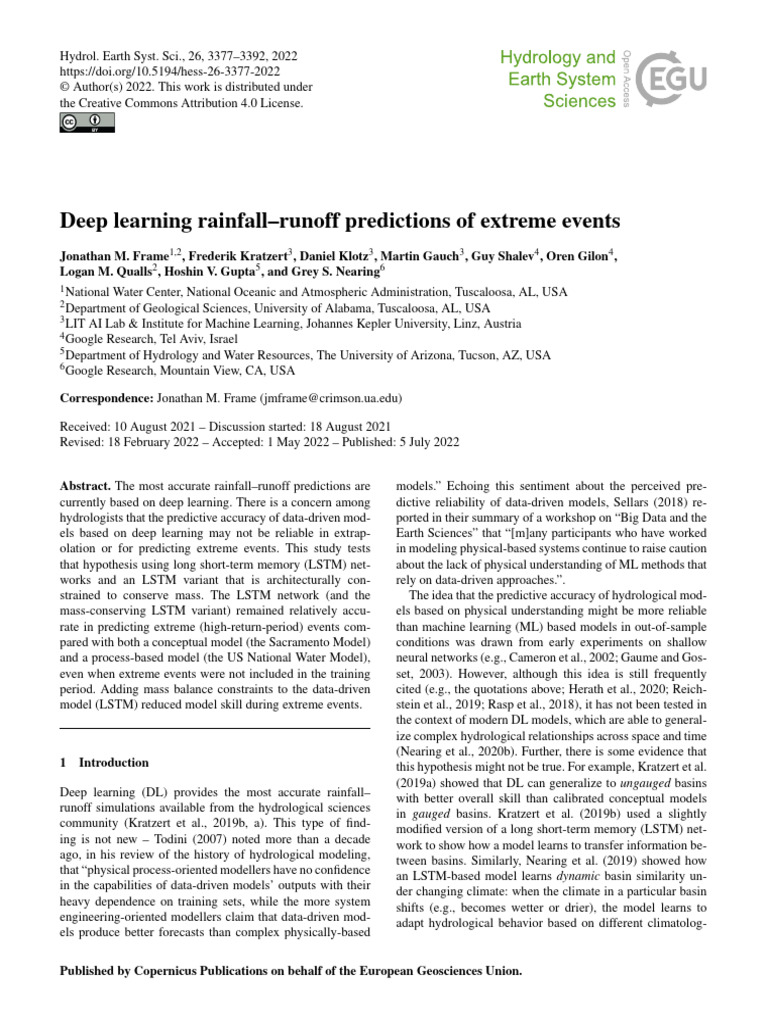Deep Learning Rainfall-Runoff | PDF | Hydrology | Deep Learning