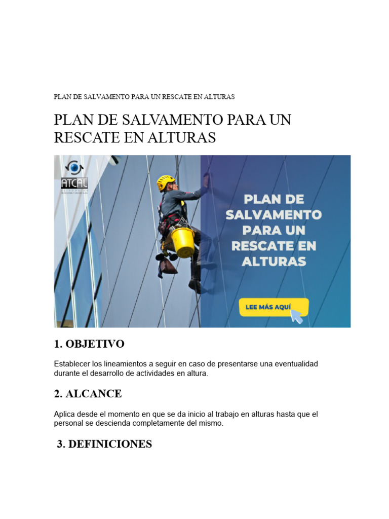 Plan de Salvamento para Un Rescate en Alturas | PDF | Evaluación