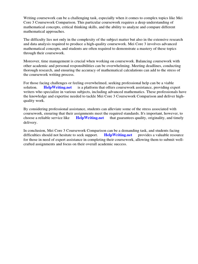 Mei Core 3 Coursework Comparison | PDF | Mathematics | Facebook